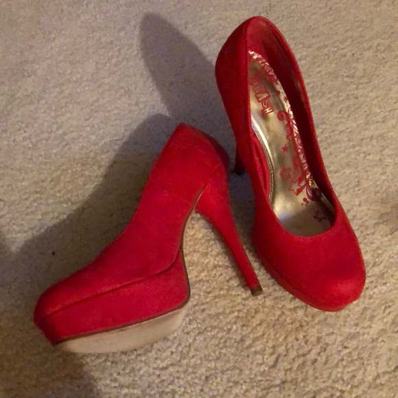 Brash | Shoes | Brash Red Suede Platform Heels | Poshmark